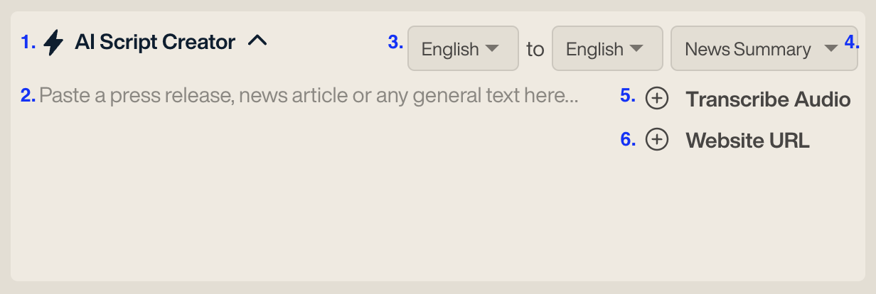The layout of AI script creator – Storykit